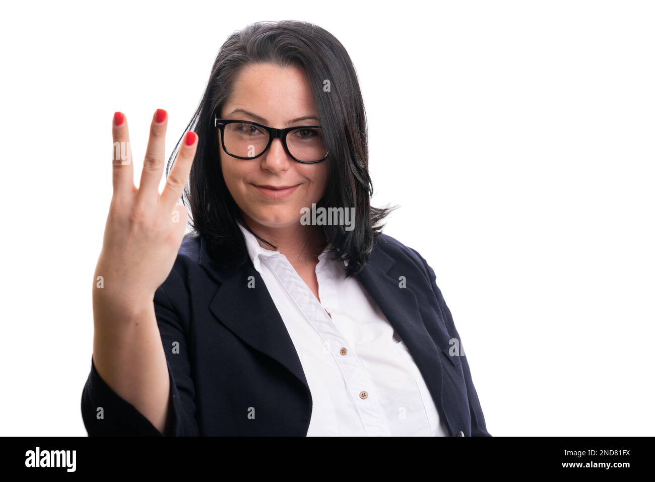 Smiling adult female entrepreneur wearing glasses and formalwear ...
