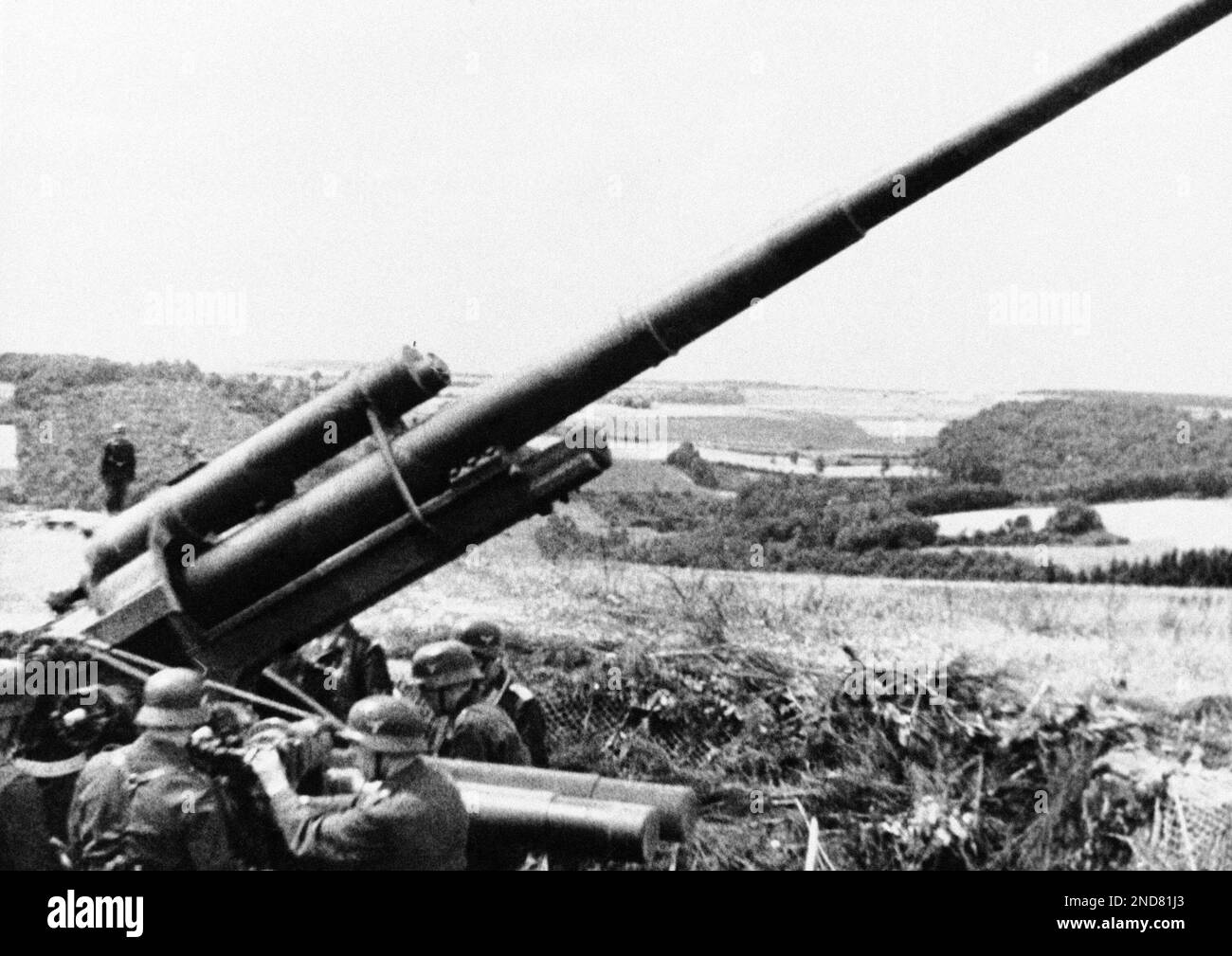 German heavy Anti-Aircraft gun in Germany's western fortified area on ...