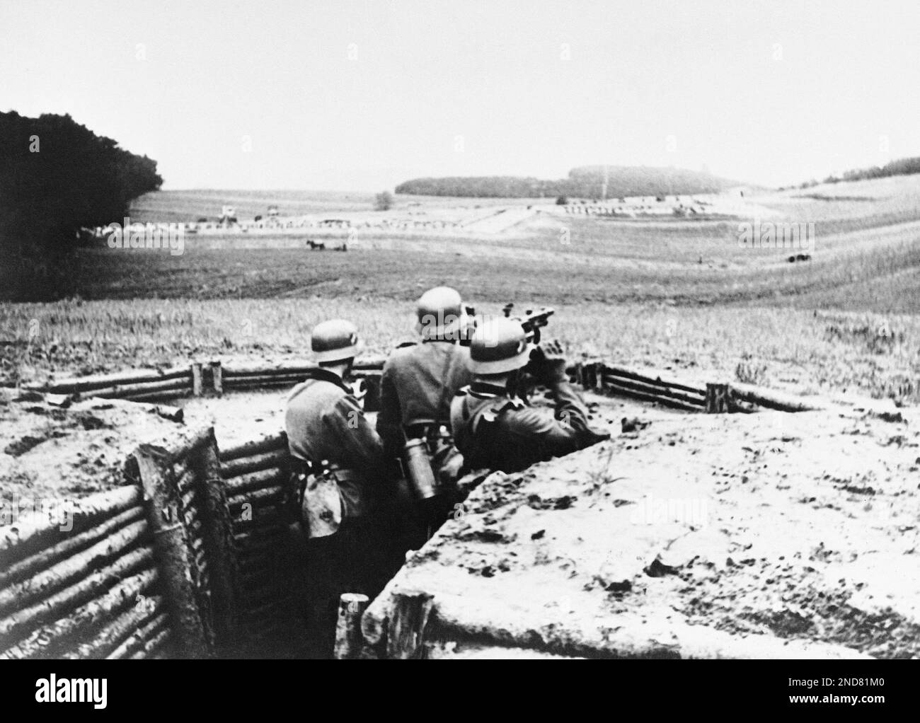 An advanced machine gun nest in the center of tank barriers at the ...