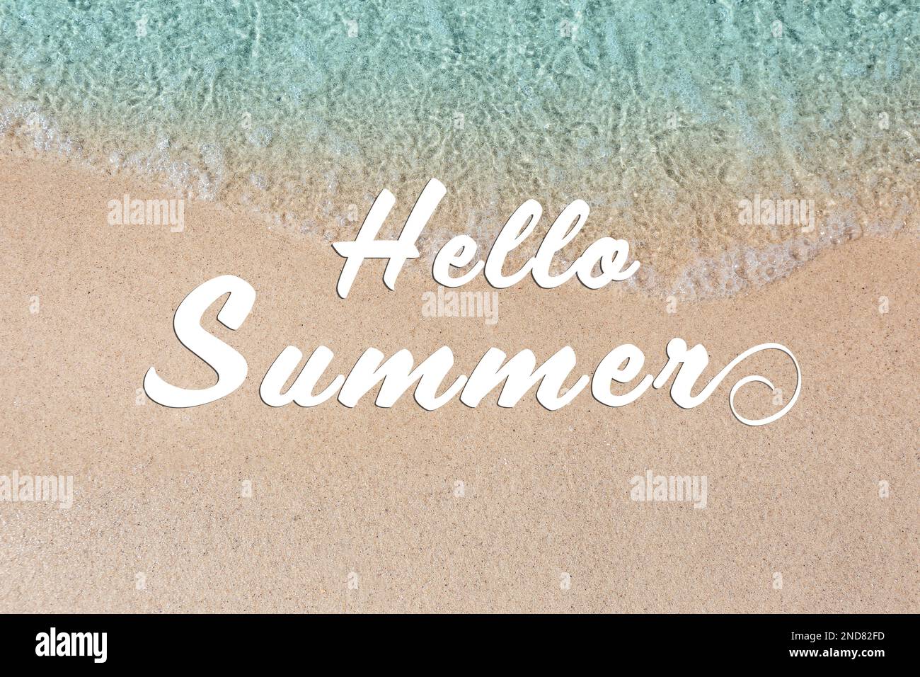 Hello summer card beach hi-res stock photography and images - Alamy