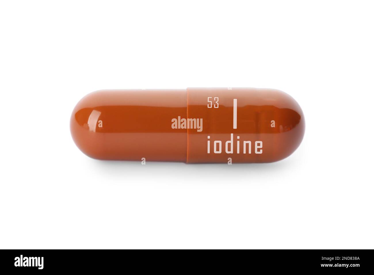 Iodine capsule on white background. Mineral element Stock Photo - Alamy
