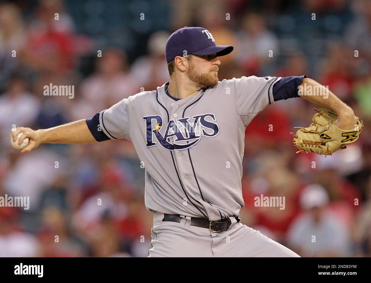 Tampa Bay Rays starting pitcher Wade Davis throws against the Los ...