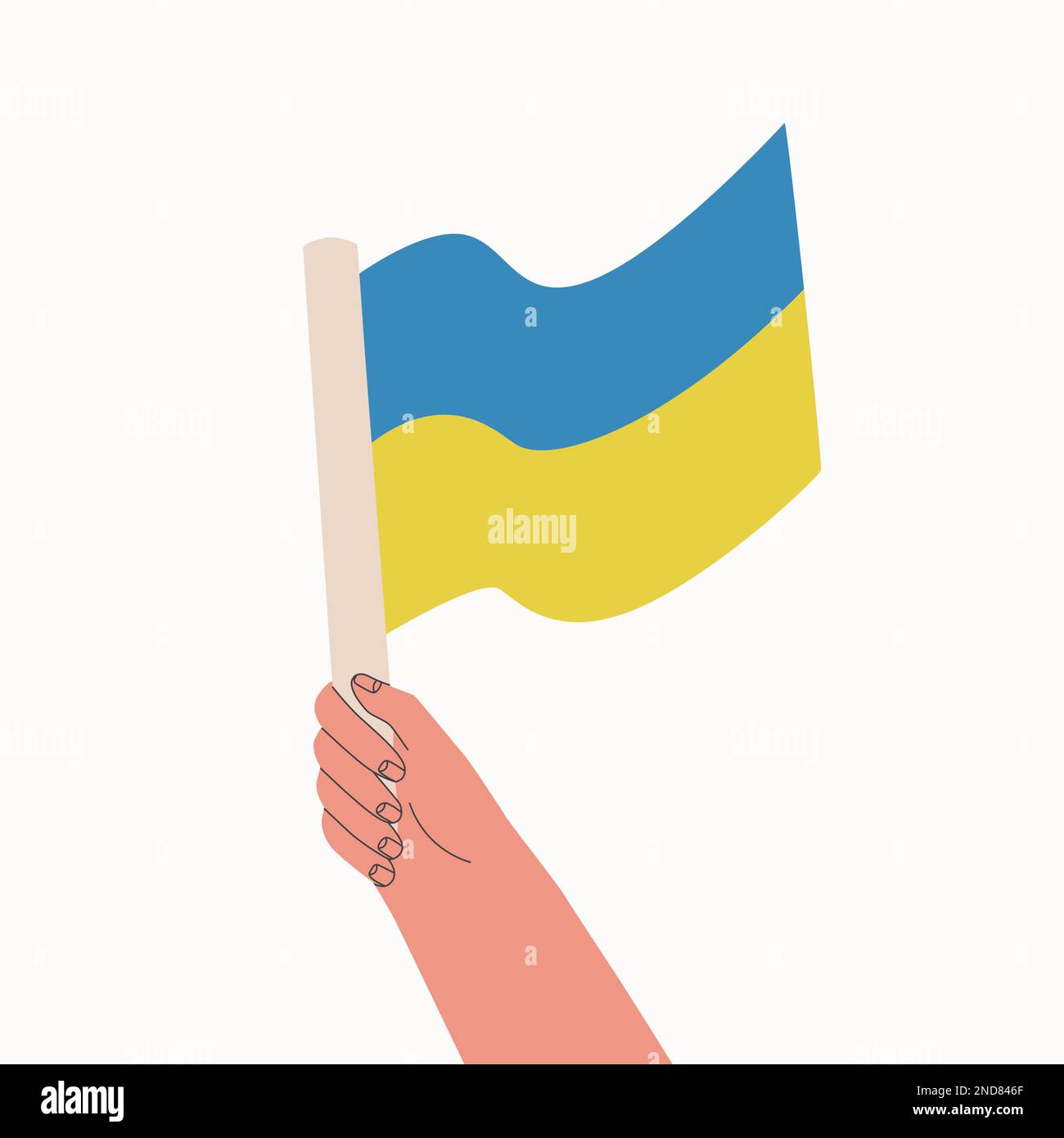 Ukrainian flag. Hand holds national flag of Ukraine blue and yellow ...