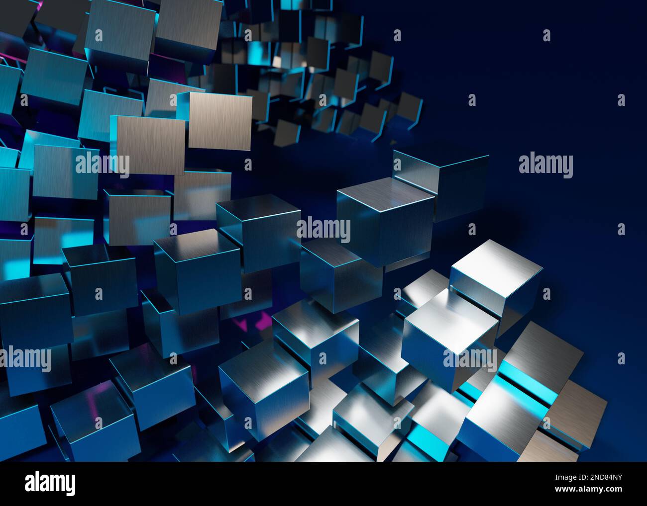 A 3d rendering of a stack of cubes with different materials, abstract ...