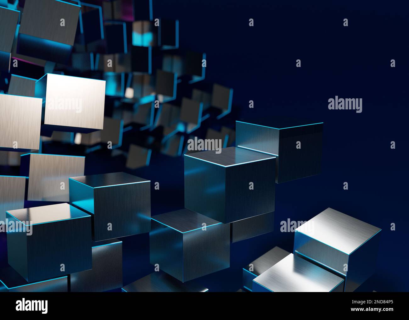 A 3d rendering of a stack of cubes with different materials, abstract ...