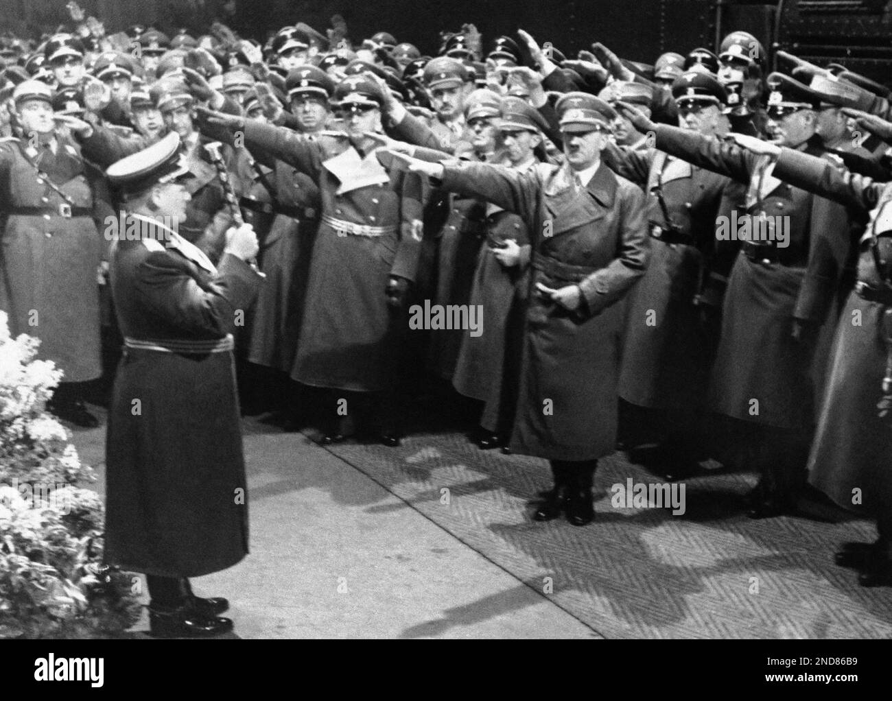 Field Marshall Hermann Goering greeting the Fuhrer with his raised ...