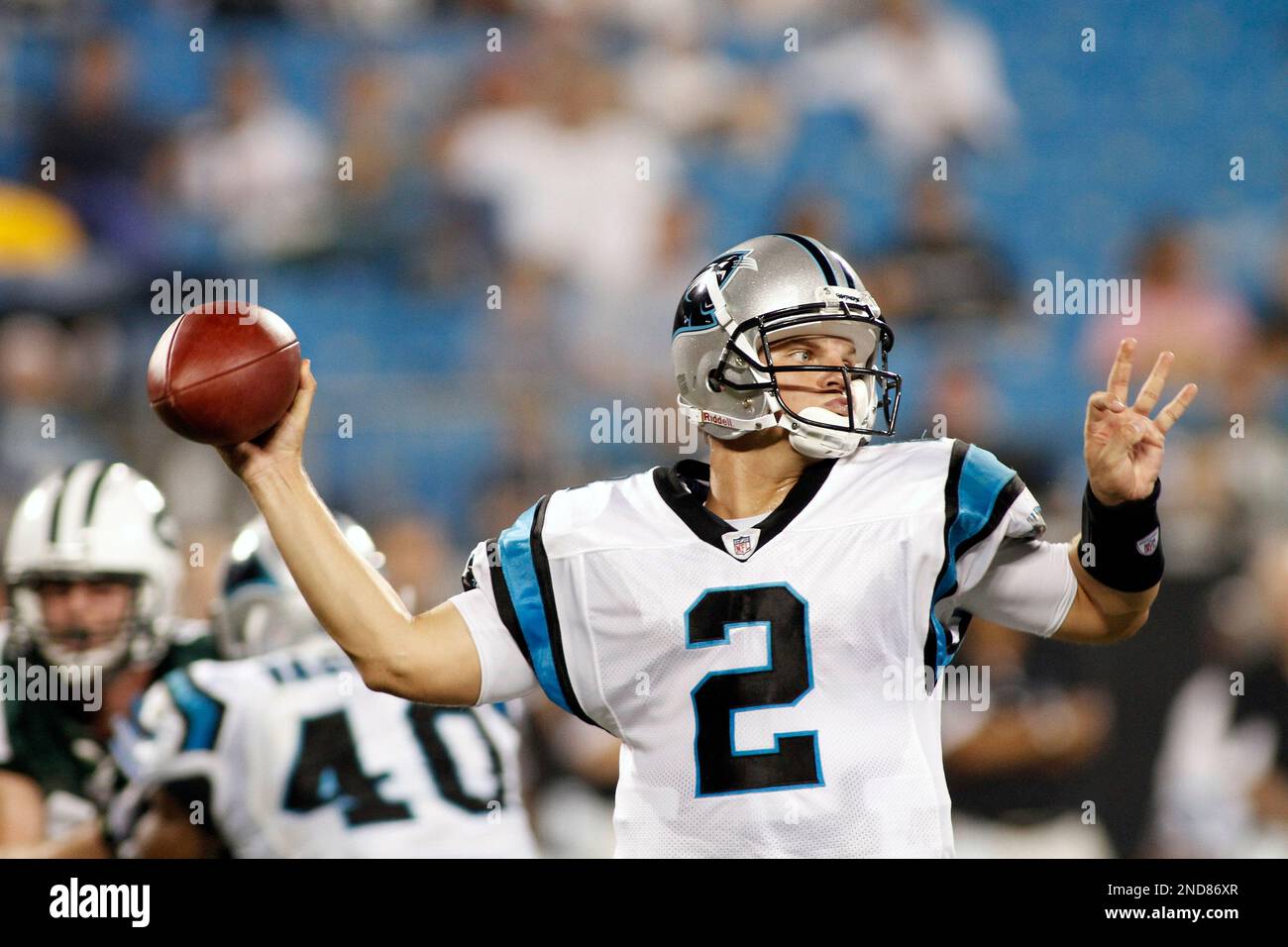 Carolina Panthers' Jimmy Clausen (2) throws a pass during the second ...