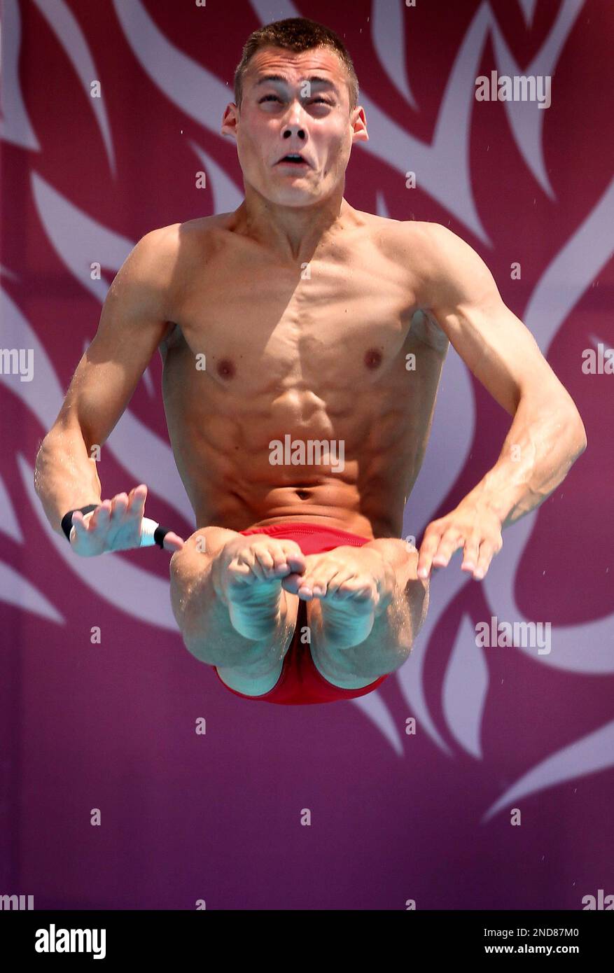Tim Pyritz of Germany competes in the men's 10-meter platform diving ...