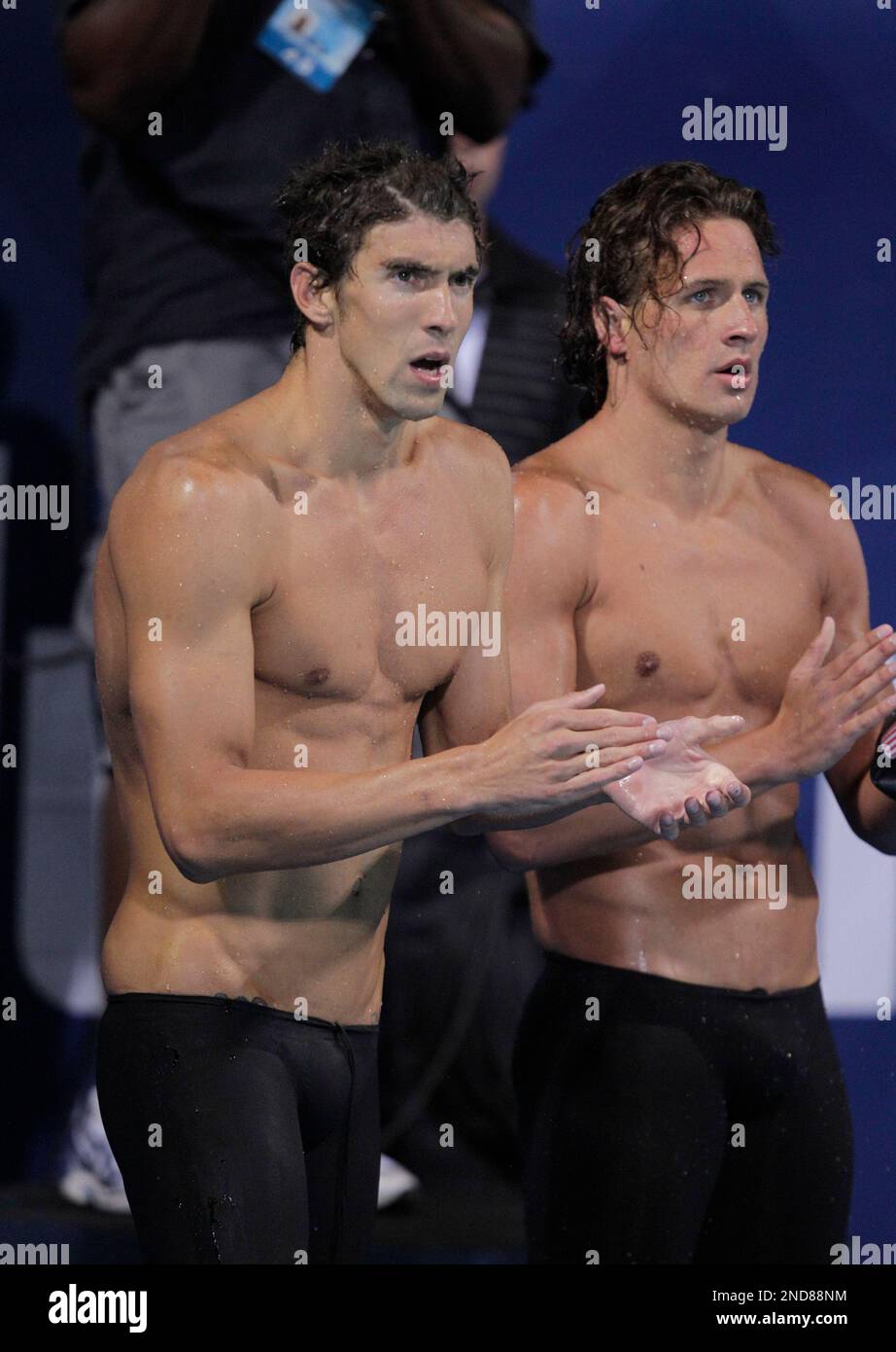 Michael Phelps, left, and Ryan Lochte at the Pan Pacific Swimming ...