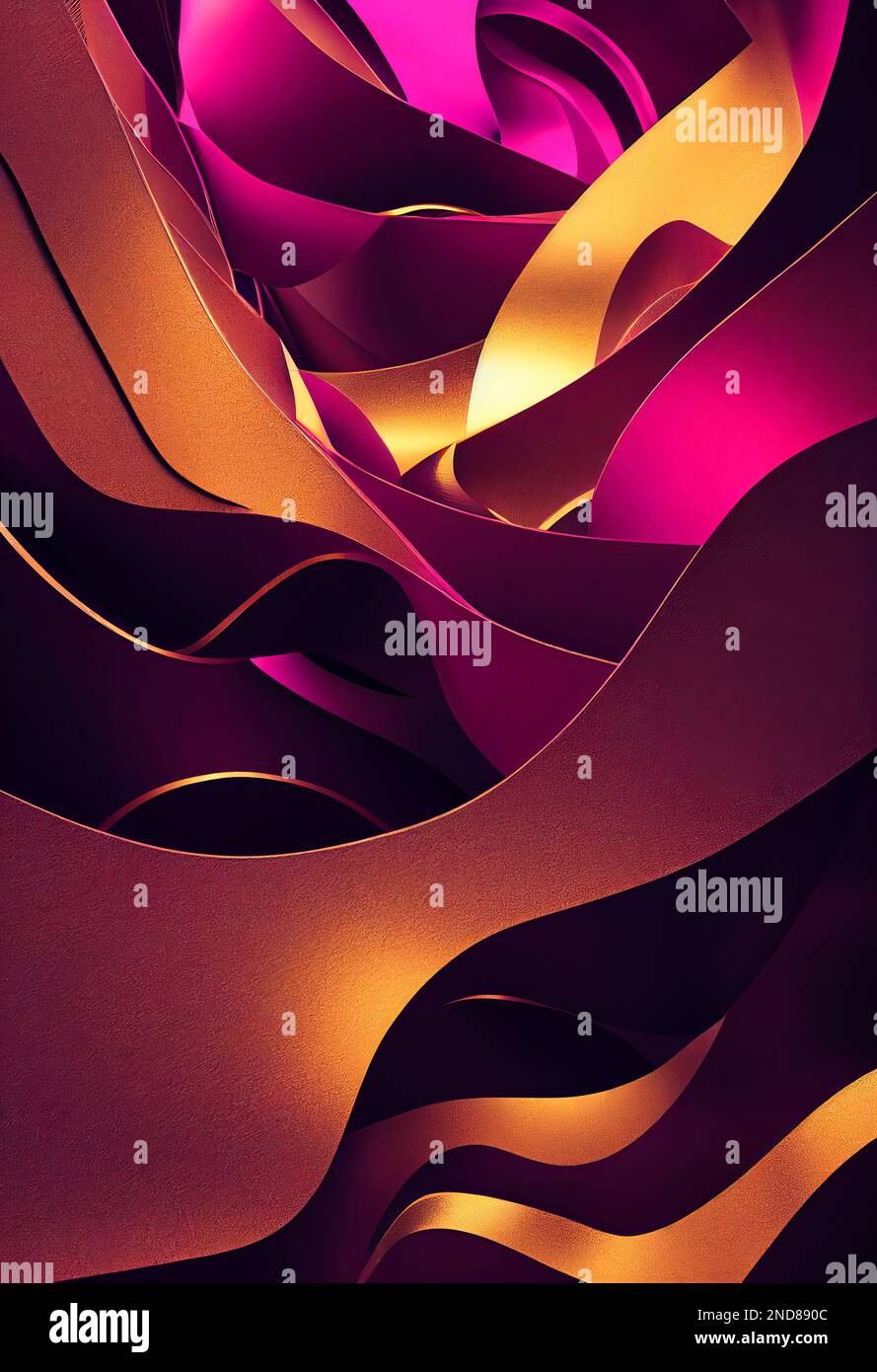 Gold and magenta wavy shapes abstract background. Decorative vertical ...