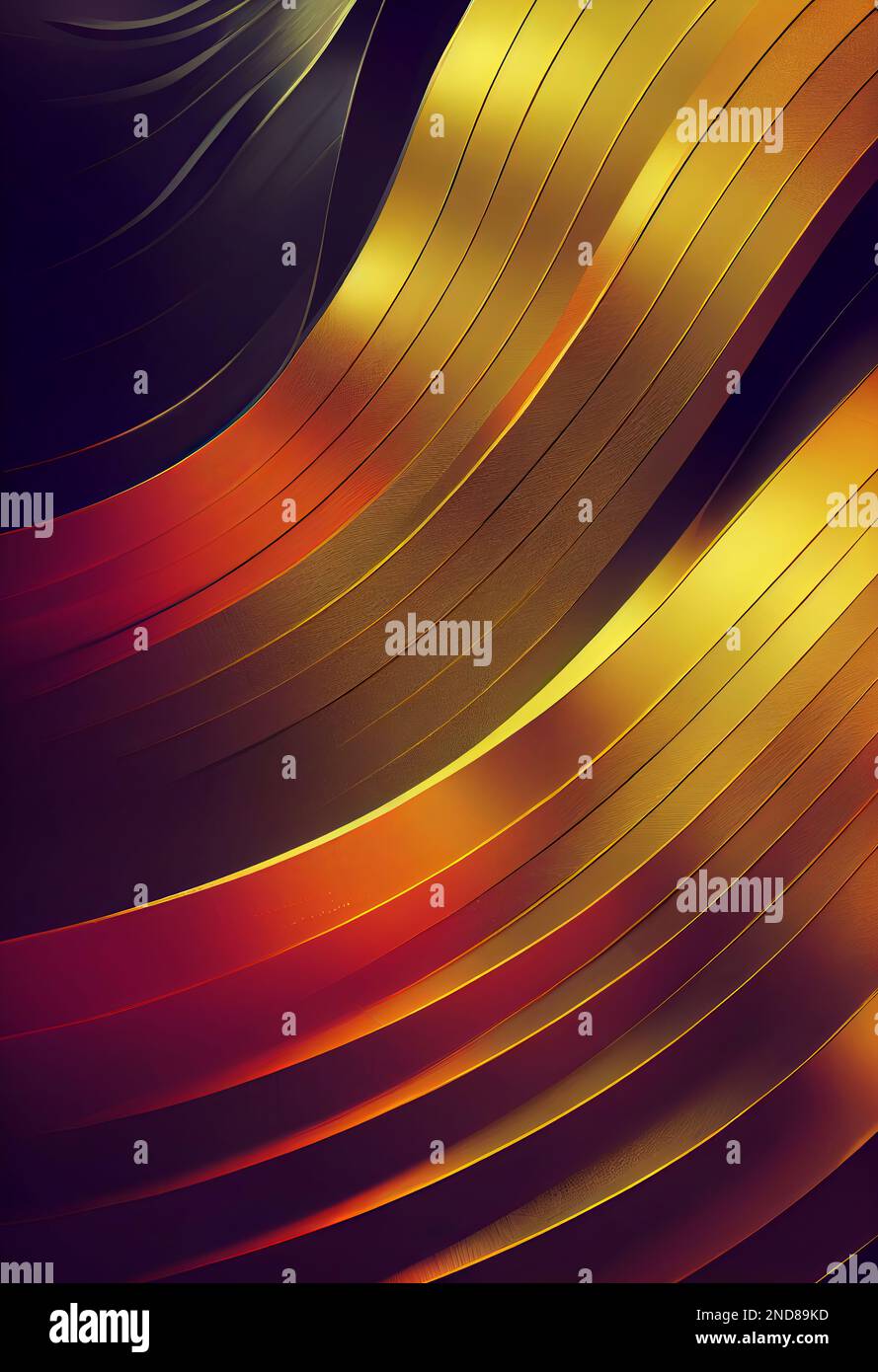 Gold and red wavy shapes abstract background. Decorative vertical ...