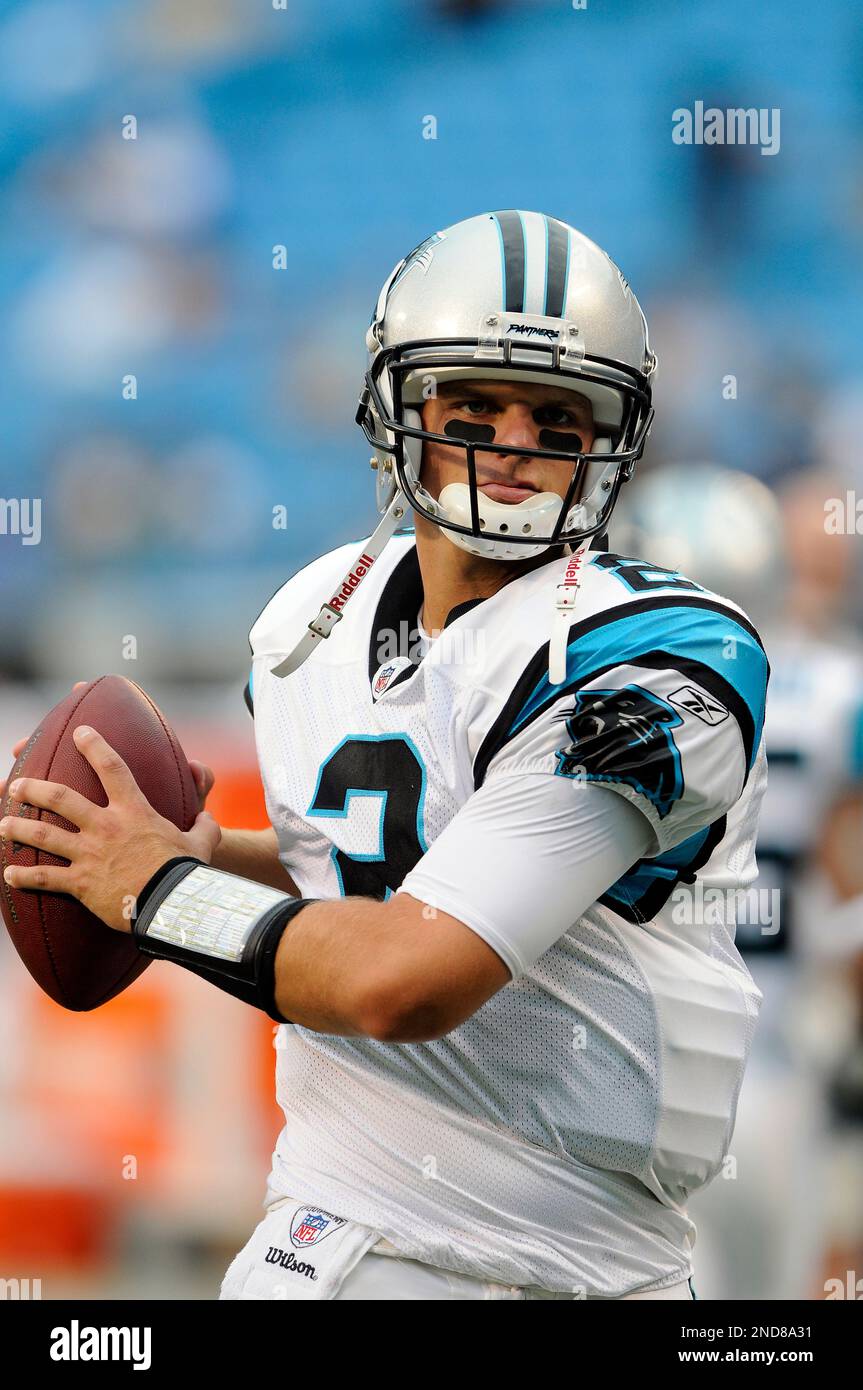 Carolina Panthers quarterback Jimmy Clausen is shown before an NFL ...