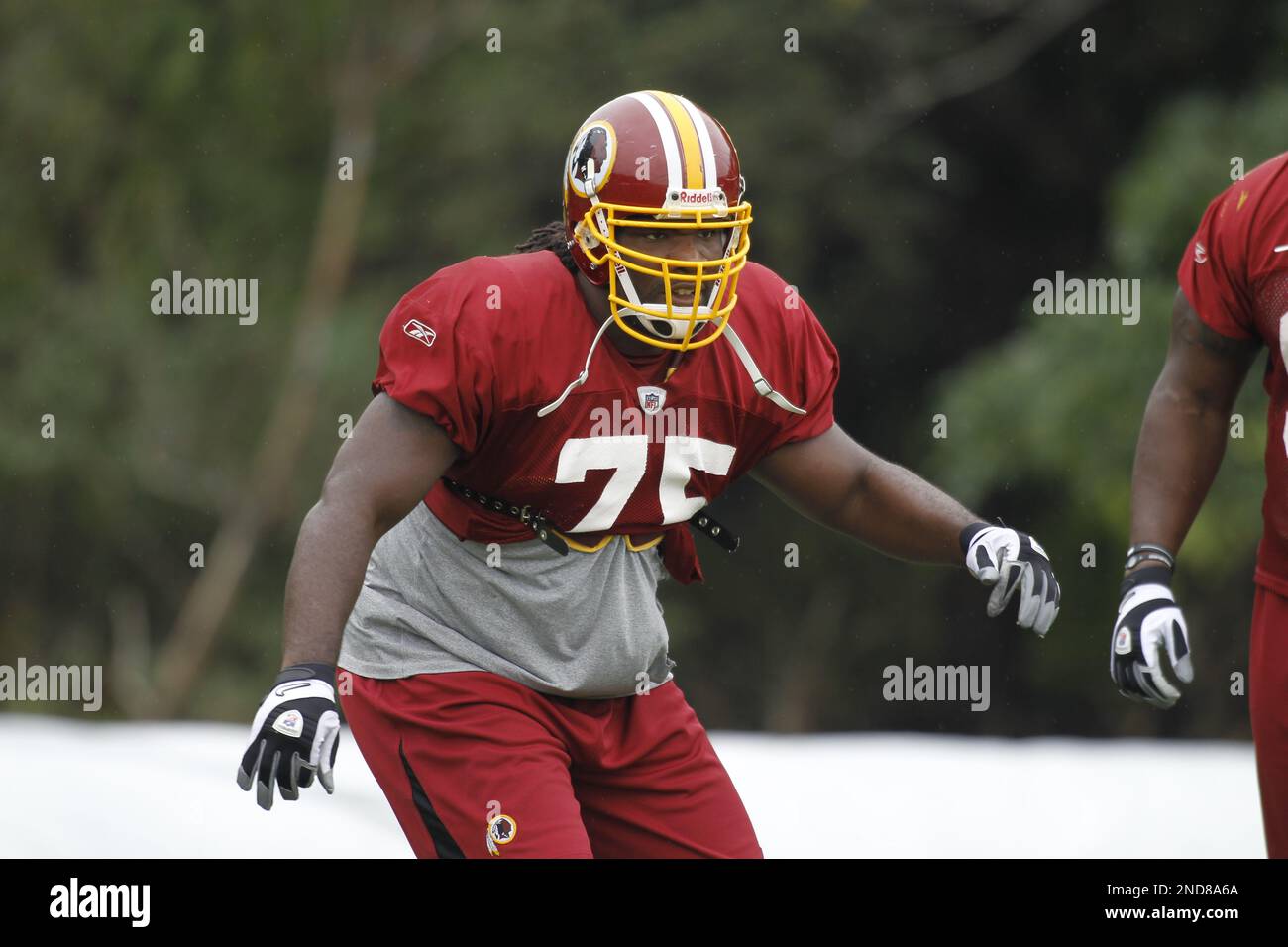 Washington Redskins defensive lineman Darrion Scott works during their ...