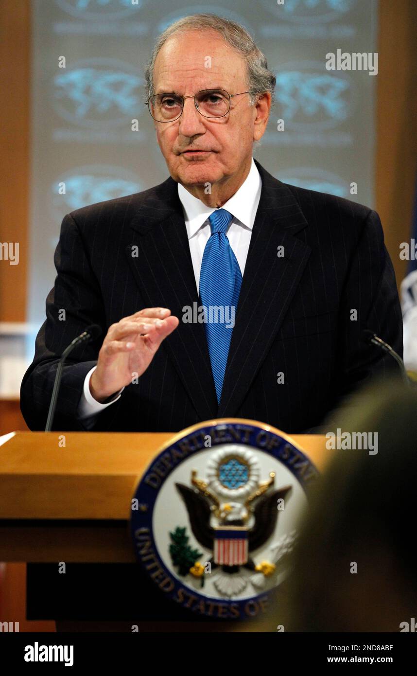 Special Mideast peace envoy George Mitchell talks with the media about ...