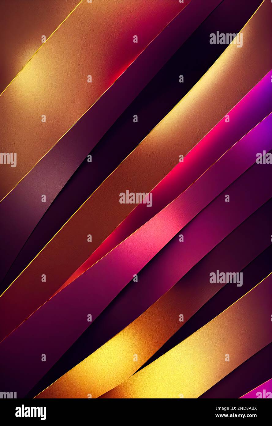 Gold and violet wavy shapes abstract background. Decorative vertical ...
