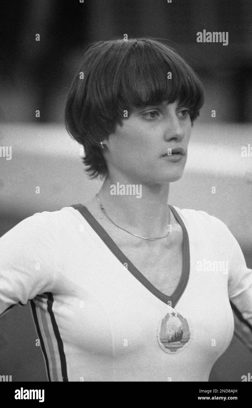 Romania’s Nadia Comaneci is picture of concentration before start of ...