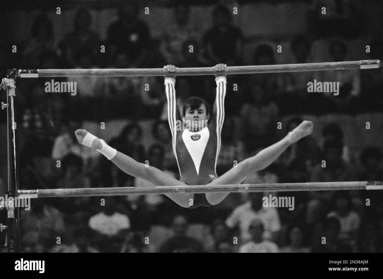 Natalia Shaposhnikova on the uneven bars during her performance in ...