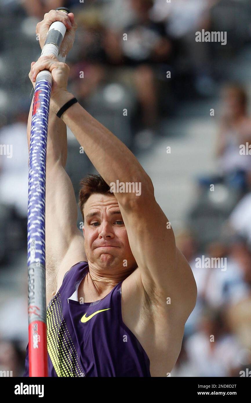 Derek Miles of the U.S. competes in the Men's Pole Vault during the ...