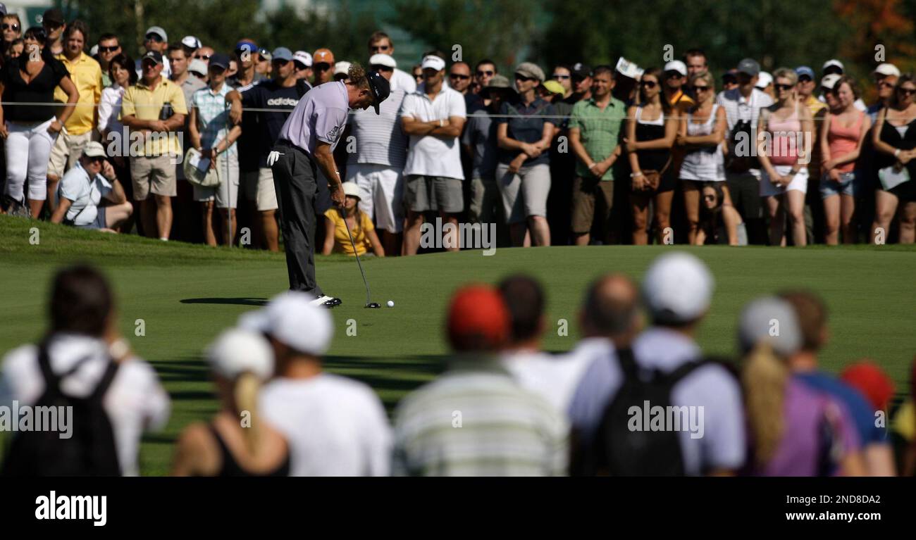 MIguel Angel Jimenez from Spain putt during the final round of the PGA ...