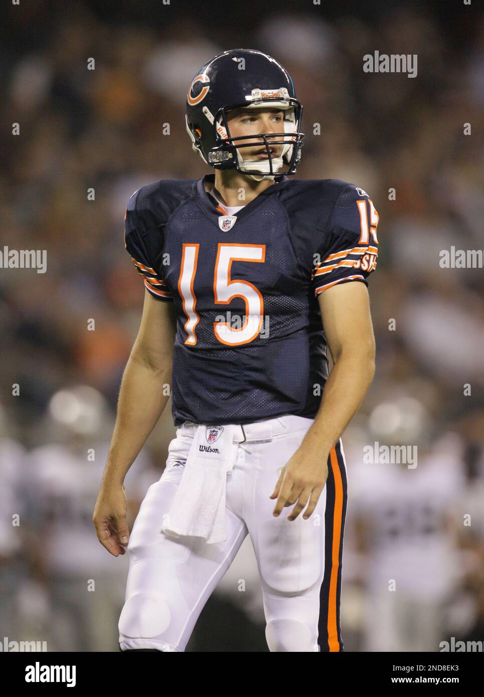 Chicago Bears quarterback Dan LeFevour (15) during a break in the ...