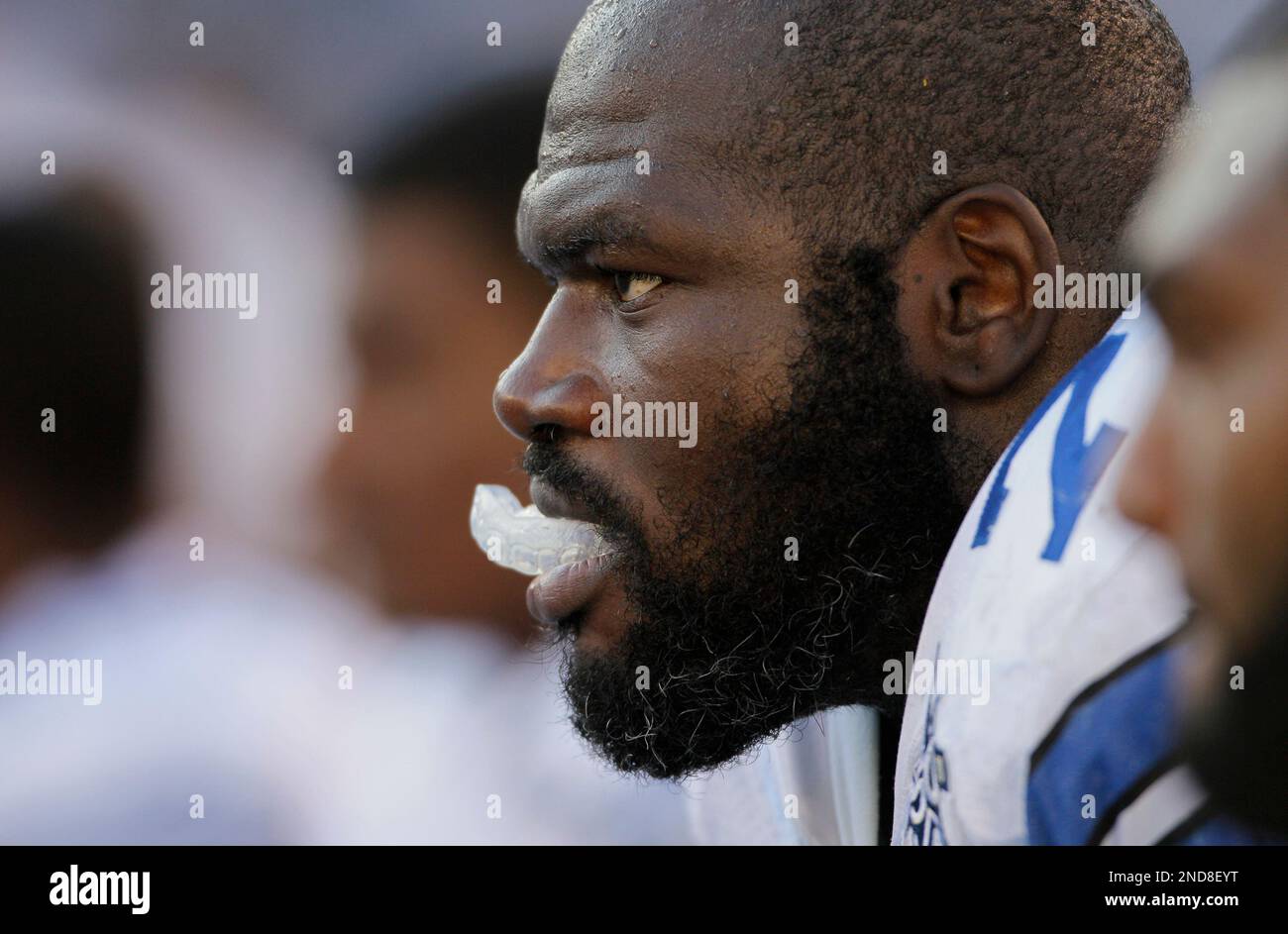 Dallas Cowboys guard Leonard Davis looks on before playing the San ...