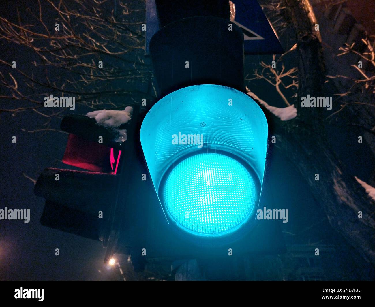 traffic lights in the night in Romania Stock Photo - Alamy