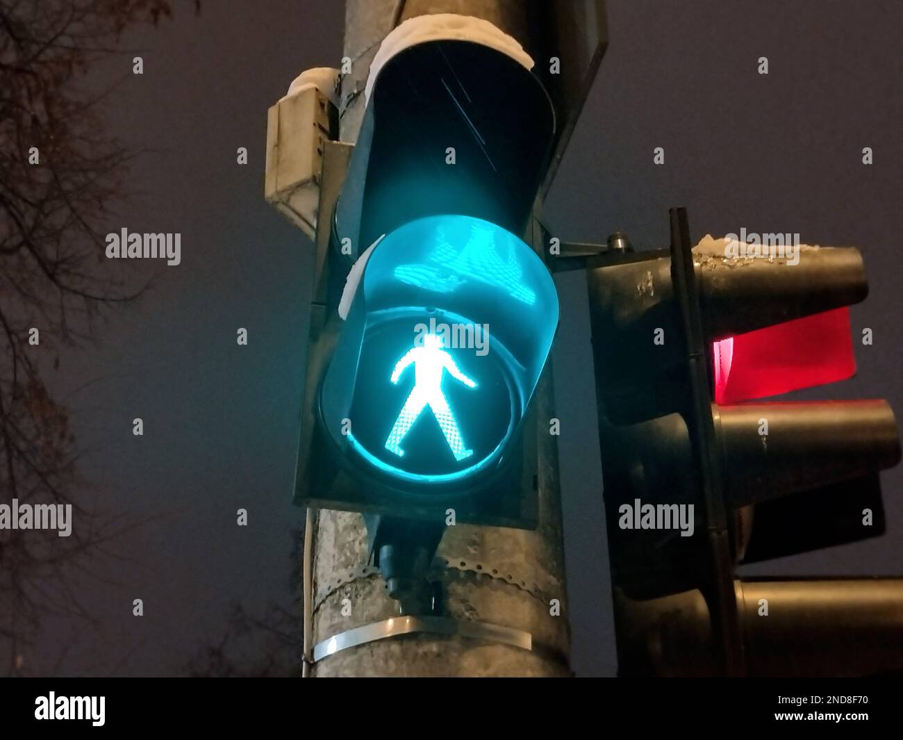 traffic lights in the night in Romania Stock Photo - Alamy