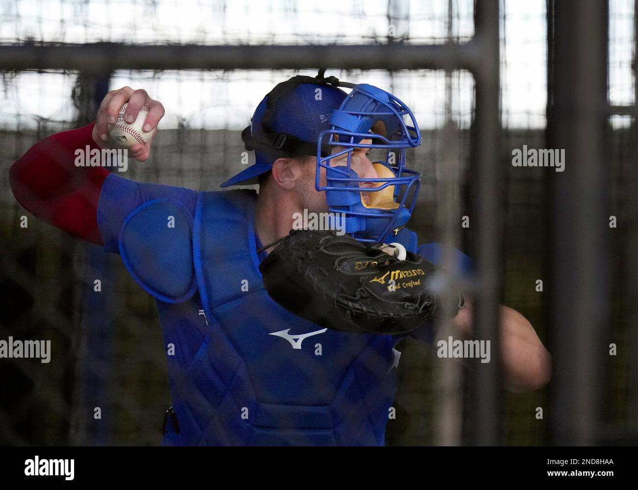 Toronto Blue Jays catcher Rob Brantly takes part in a drill during ...