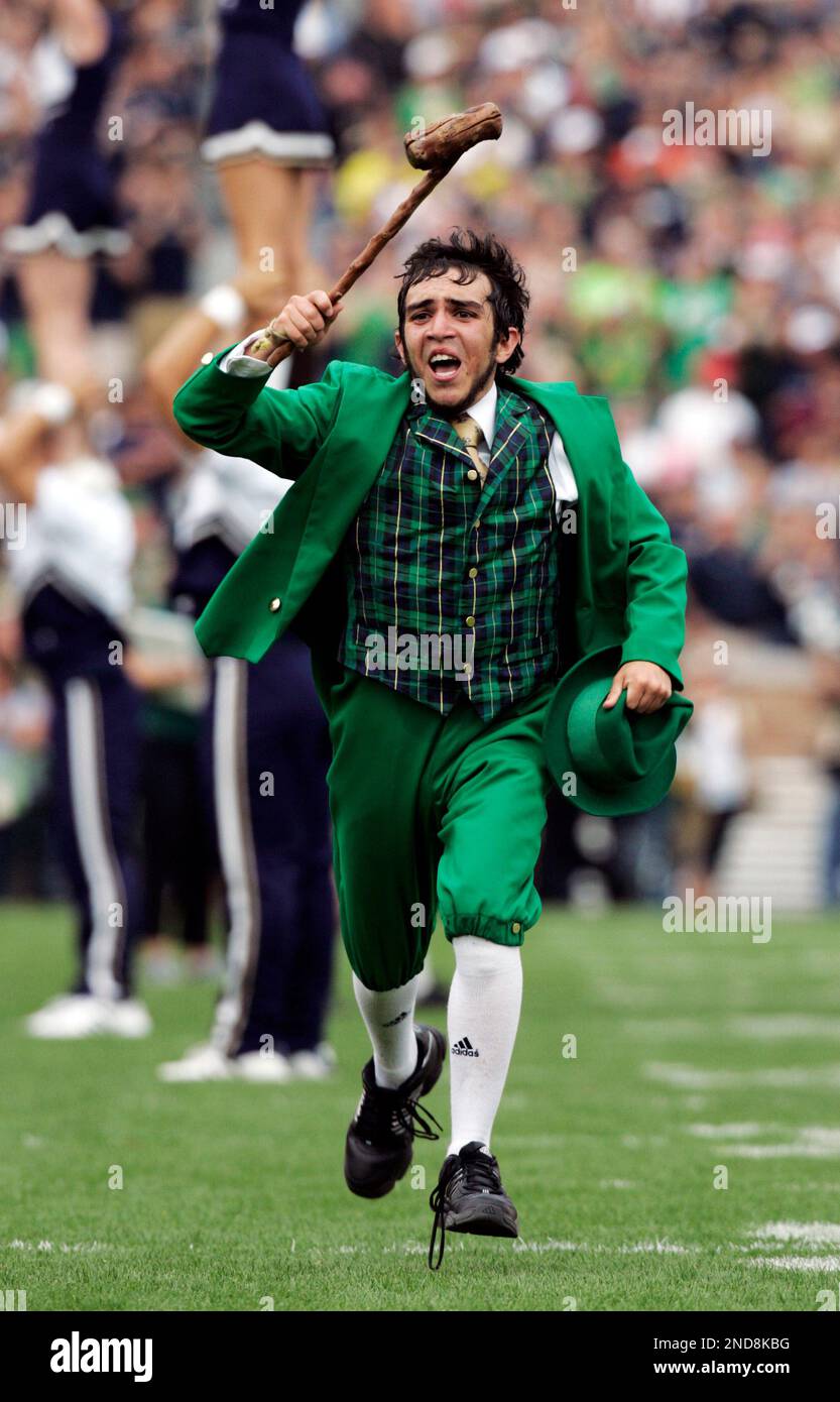 FILE- In t his Sept. 13, 2008, file photo, the Notre Dame leprechaun ...
