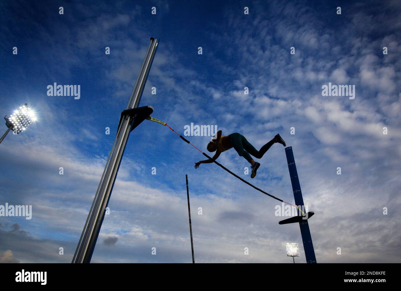 Elizabeth Parnov of Australia practices before competing in the Women's ...