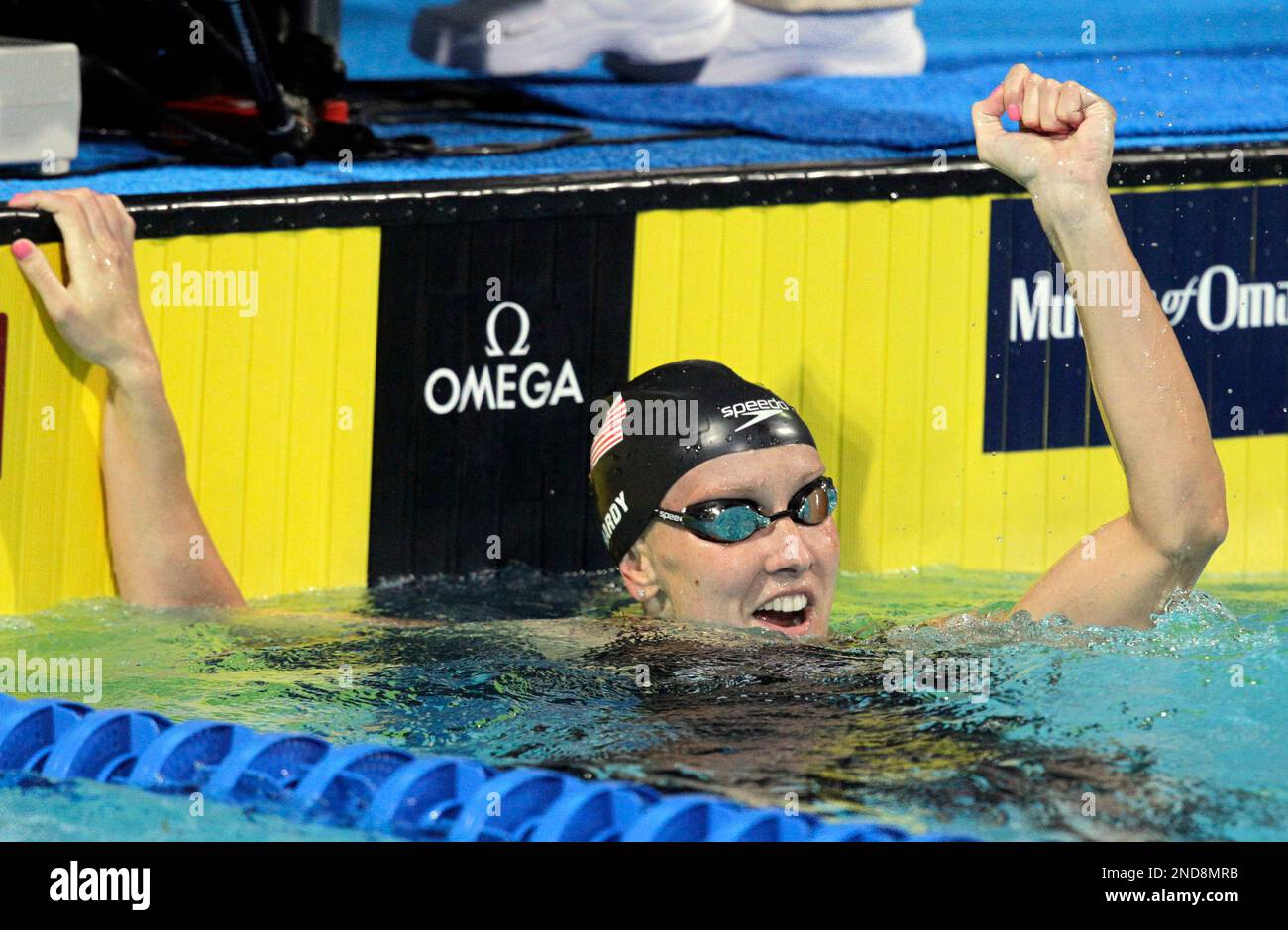 Jessica Hardy celebrates after winning the women's 50 meter ...