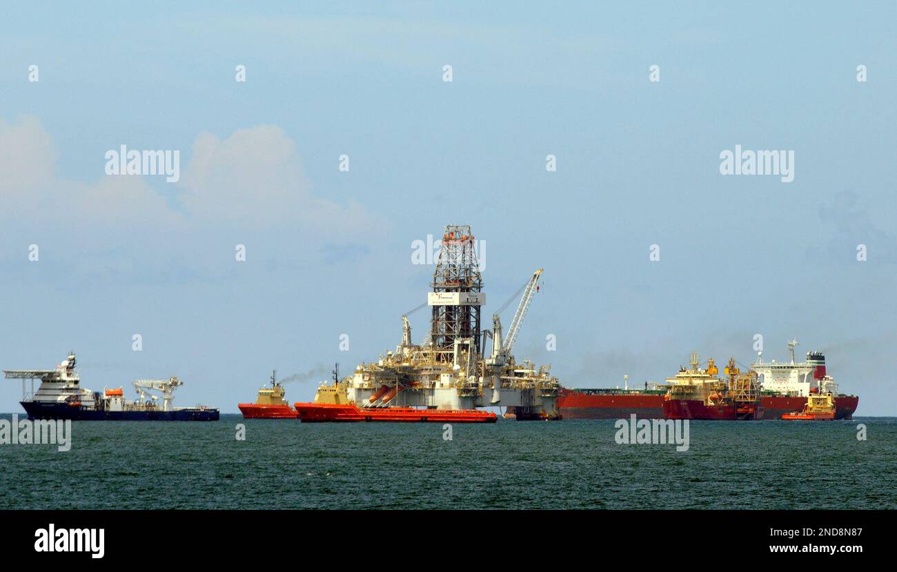 The Transocean Development Driller II works on drilling a relief well ...