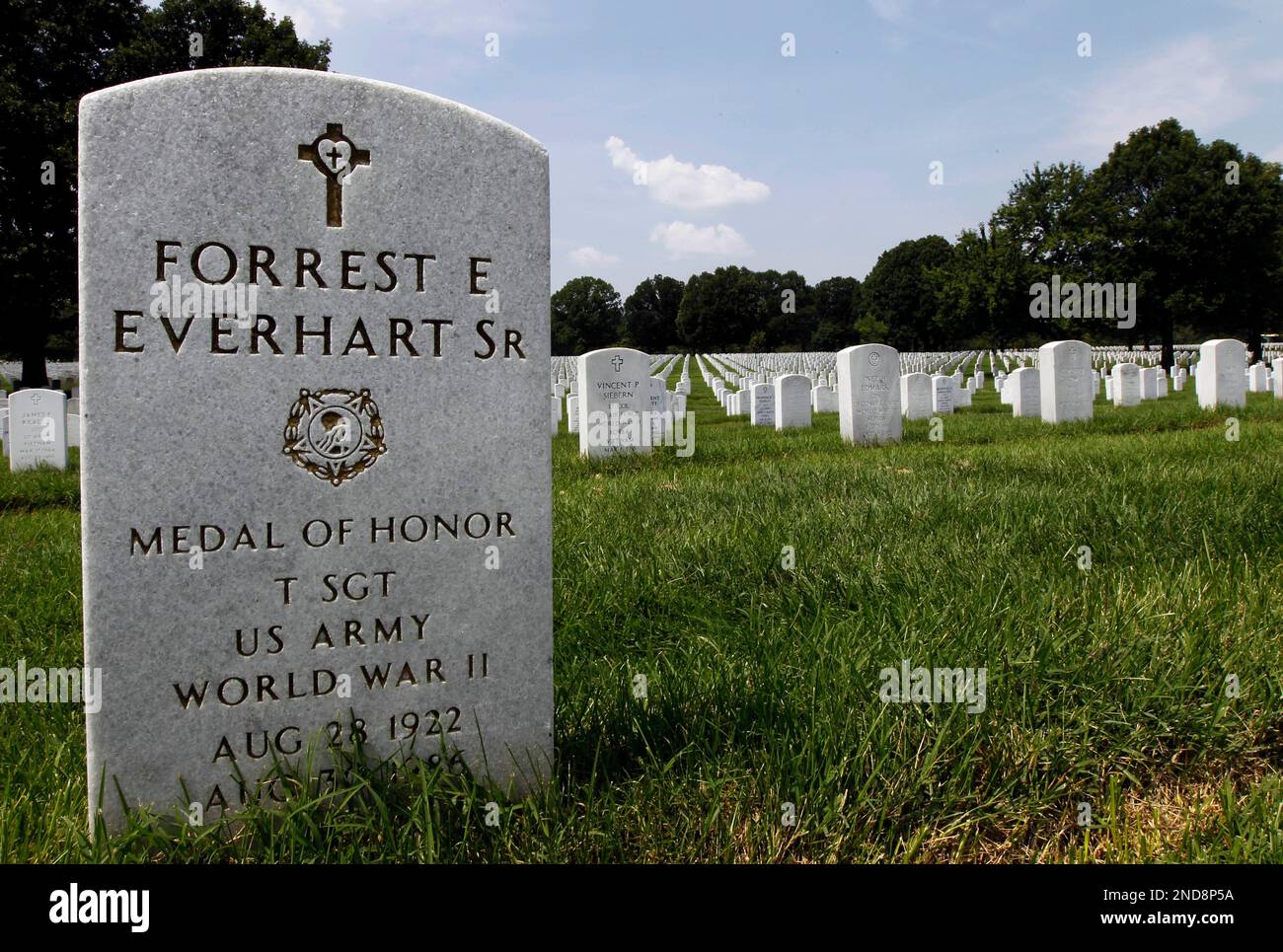 The tombstone of Medal of Honor recipient US Army Tech Sgt. Forrest E ...