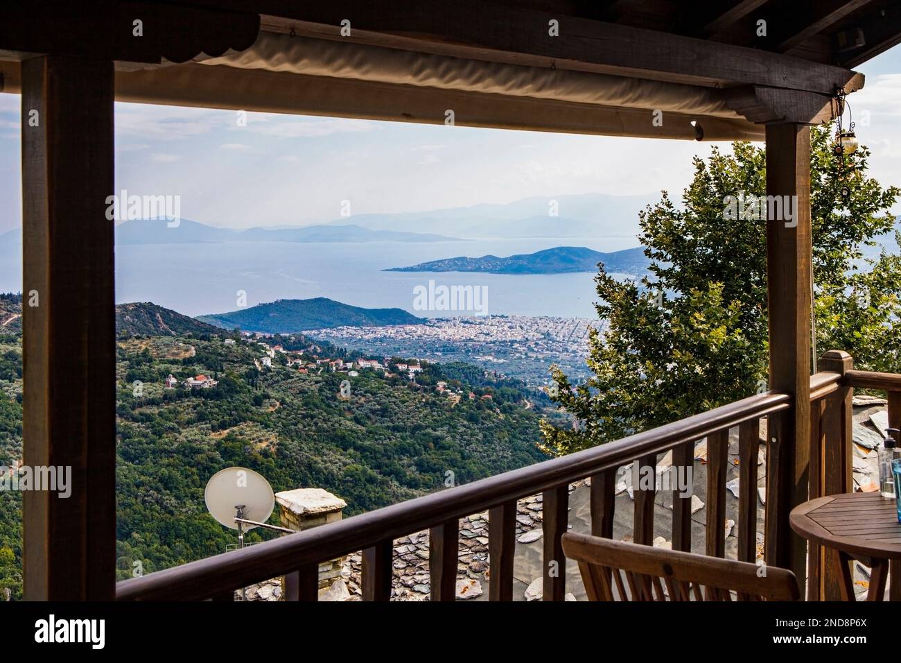 Volos gulf, view over above from Makrinitsa village, Pelion mountain ...