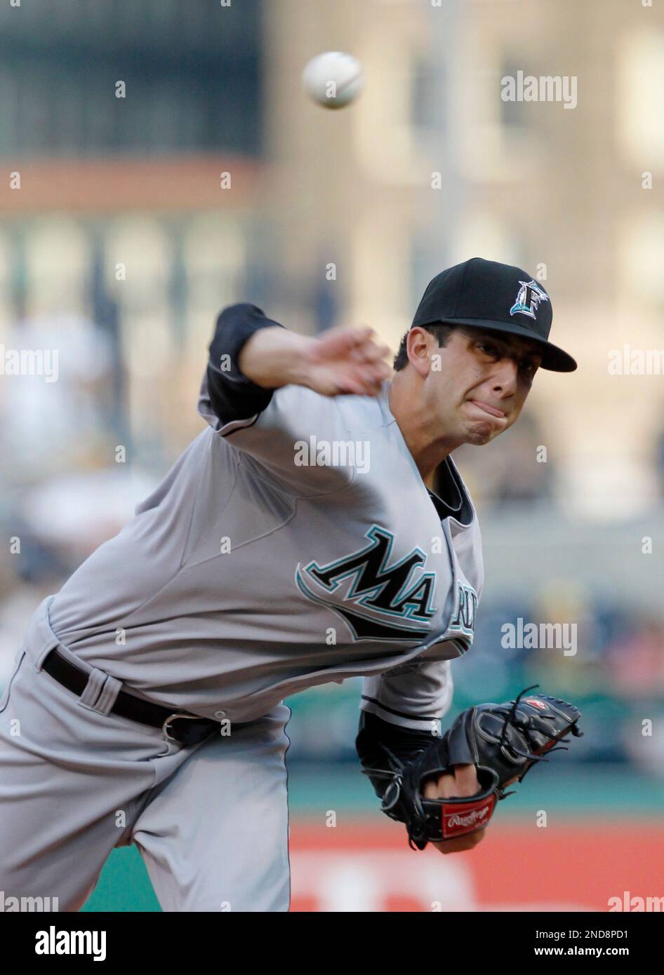 Florida Marlins starting pitcher Alex Sanabia plays in the baseball ...