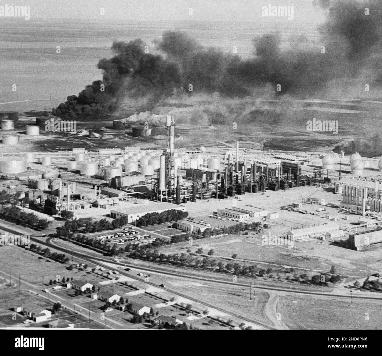 Disastrous blast at the McKee plant of the Shamrock Oil & Gas Corp., at ...