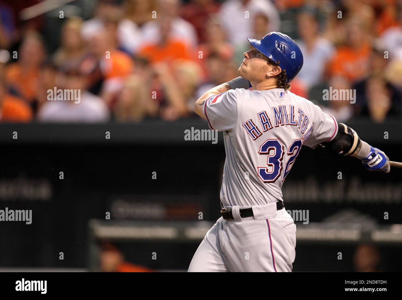 Texas Rangers' Josh Hamilton at the plate during a baseball game ...