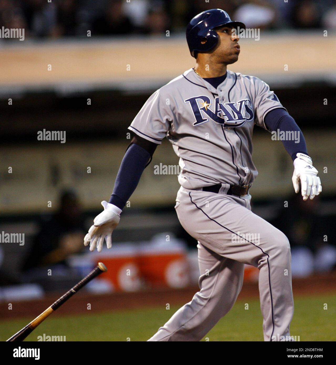 The Tampa Bay Rays' Carlos Pena watches his two-run home run against ...