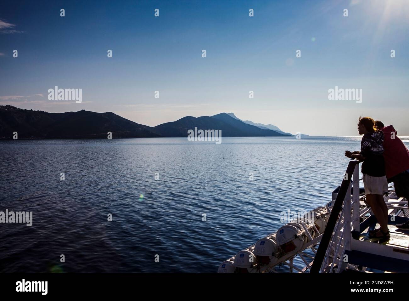 trip with ferry from Volos to Skiathos, Pagasetic Gulf, Greece Stock ...