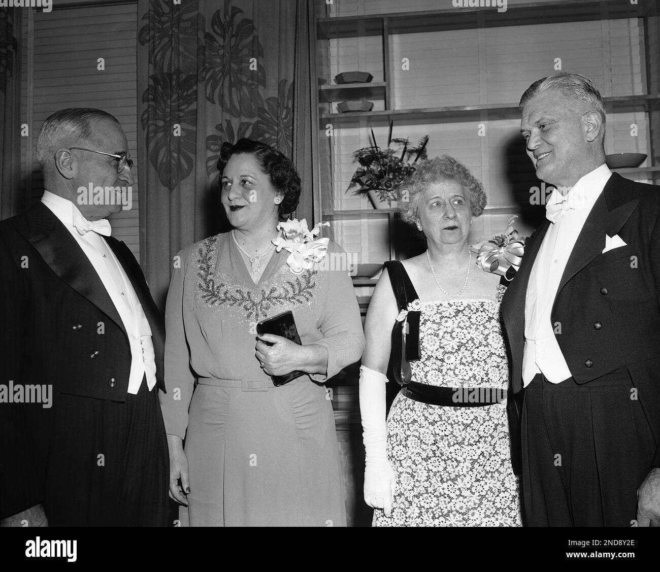 President Harry Truman and Mrs. Bess Truman chat with Rep. James C ...
