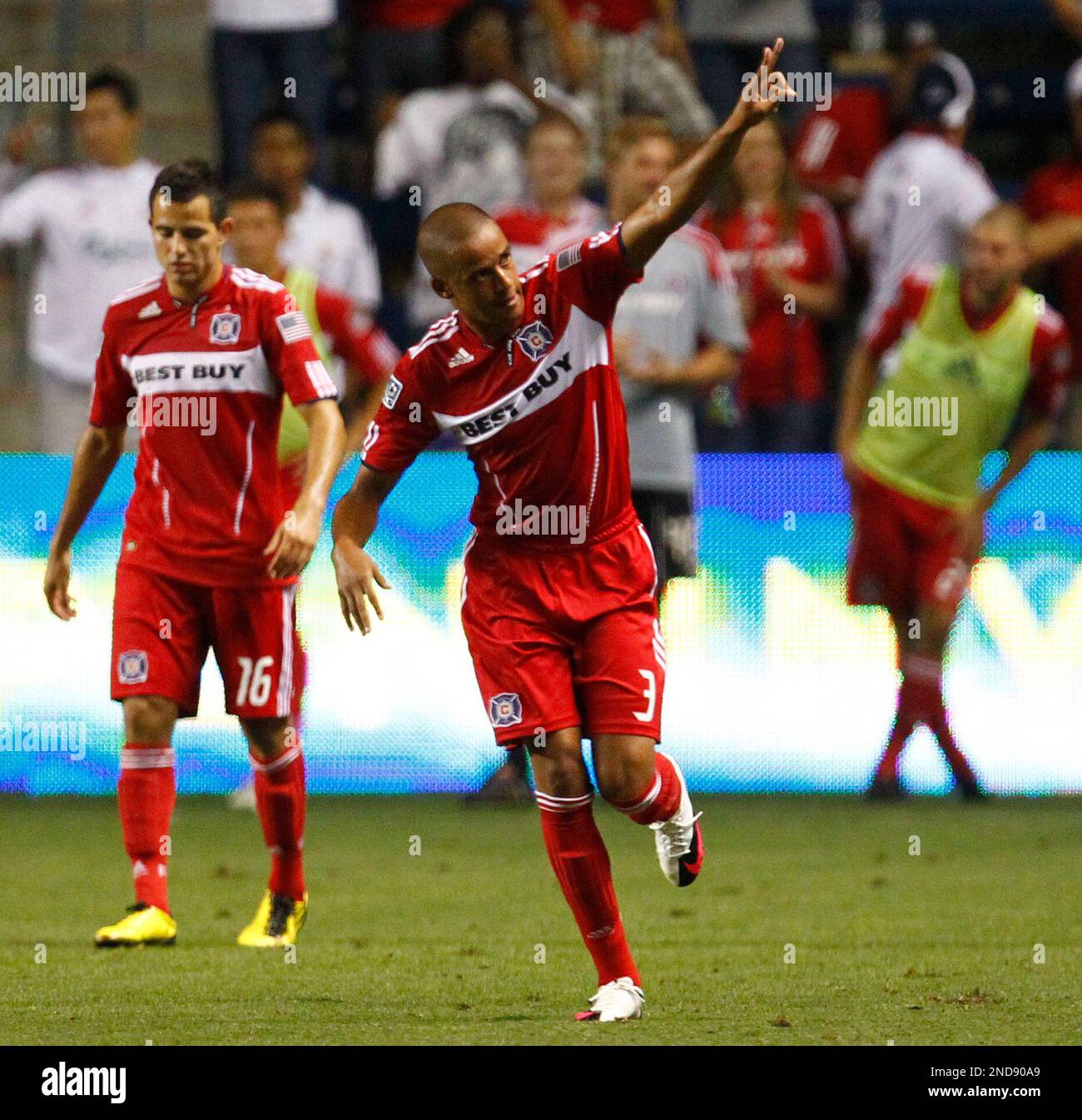 Chicago Fire forward Calen Carr (3) celebrates after scoring a goal ...