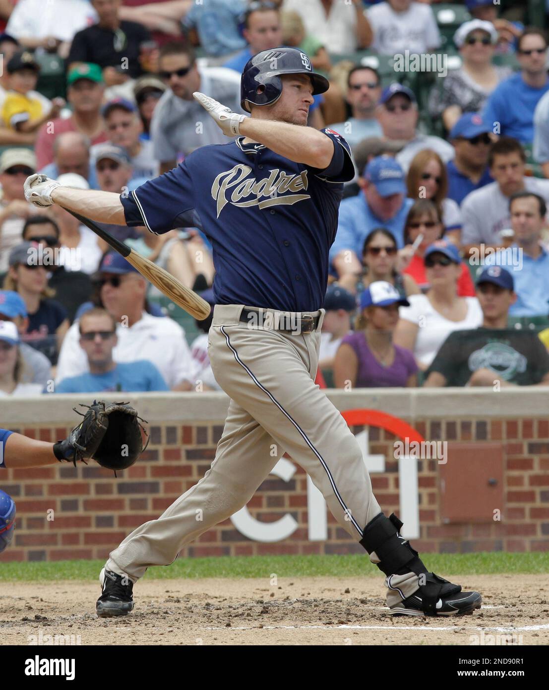 San Diego Padres' Chase Headley bats during a baseball game and 5-1 win ...