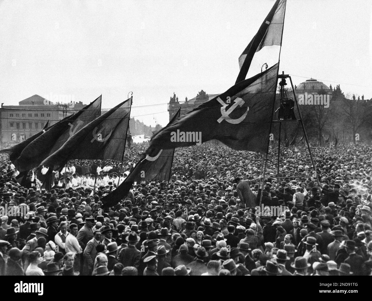 Giant communist demonstration in the Berlin, Germany, Lustgarten May 1 ...