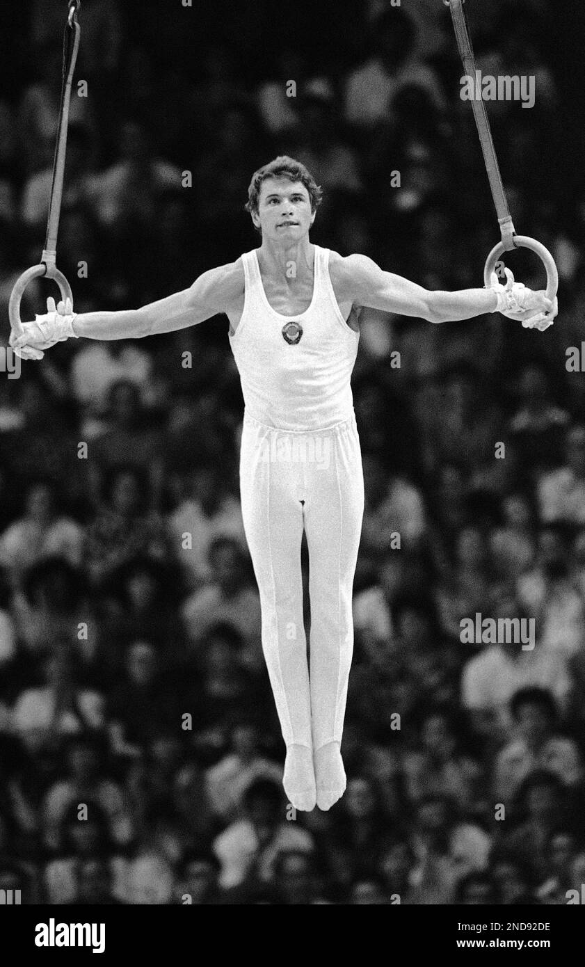 Alexander Dityatin of the Soviet Union on the rings in gymnastics ...