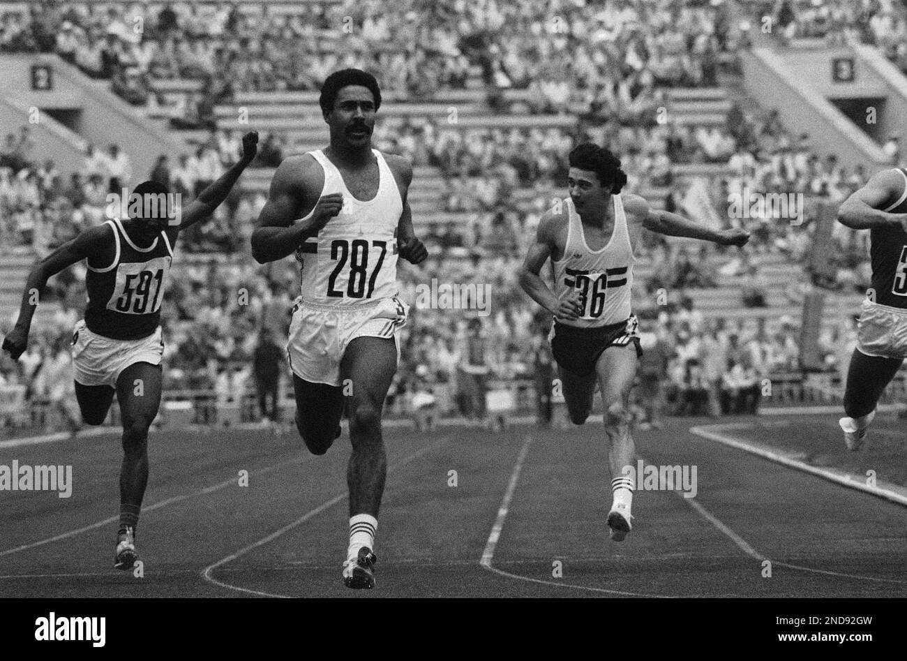 World record holder Daley Thompson of Great Britain, center, is winner ...