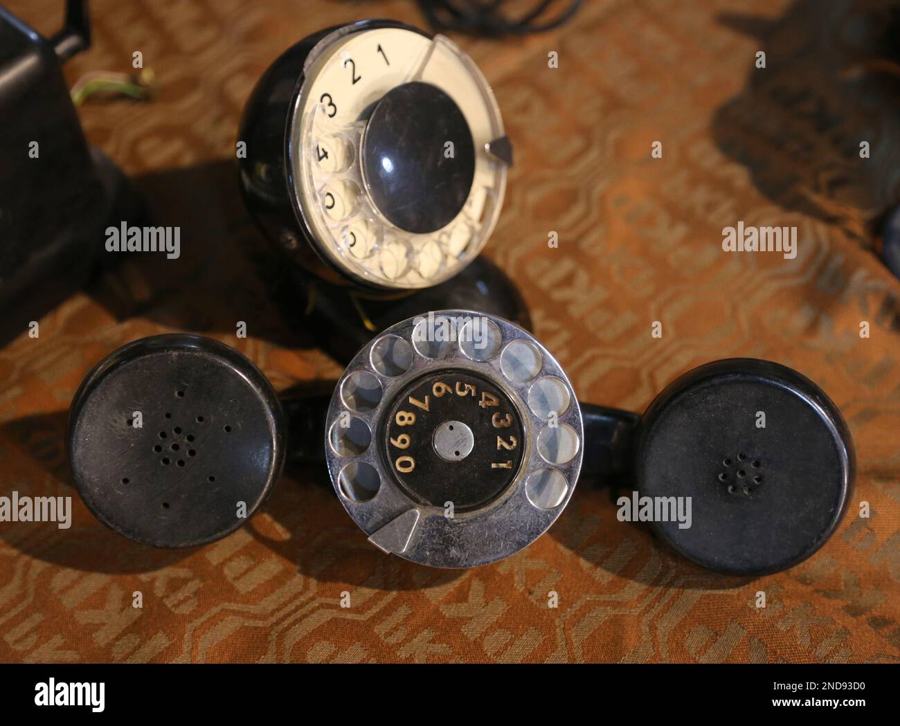 Cracow. Krakow. Poland. Antique vintage telephone handset with built-in ...