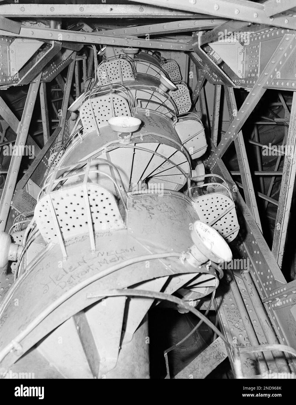 Spiral stairway, built within supporting structure of the Statue of ...