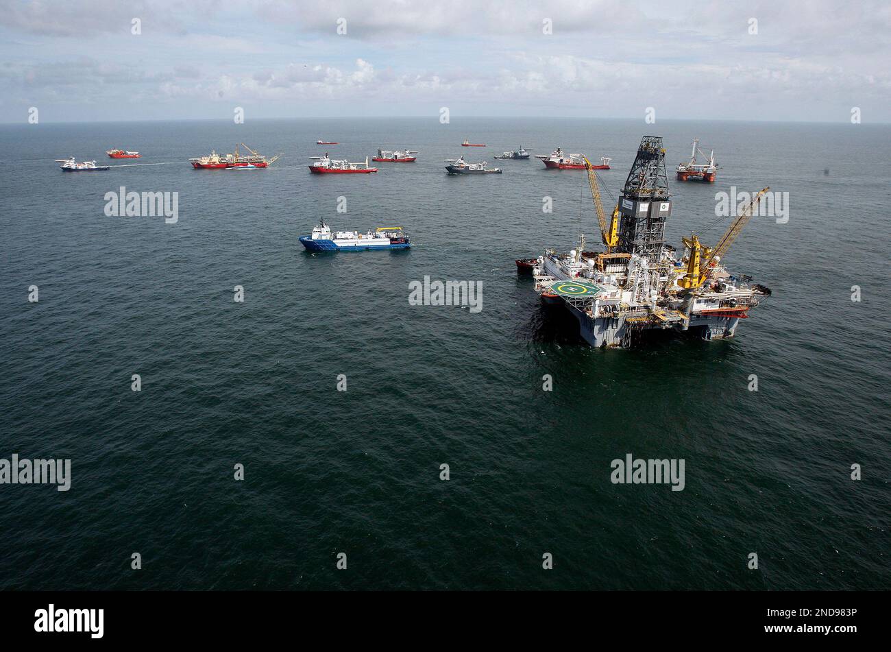 The Transocean Development Driller III, foreground, the rig responsible ...