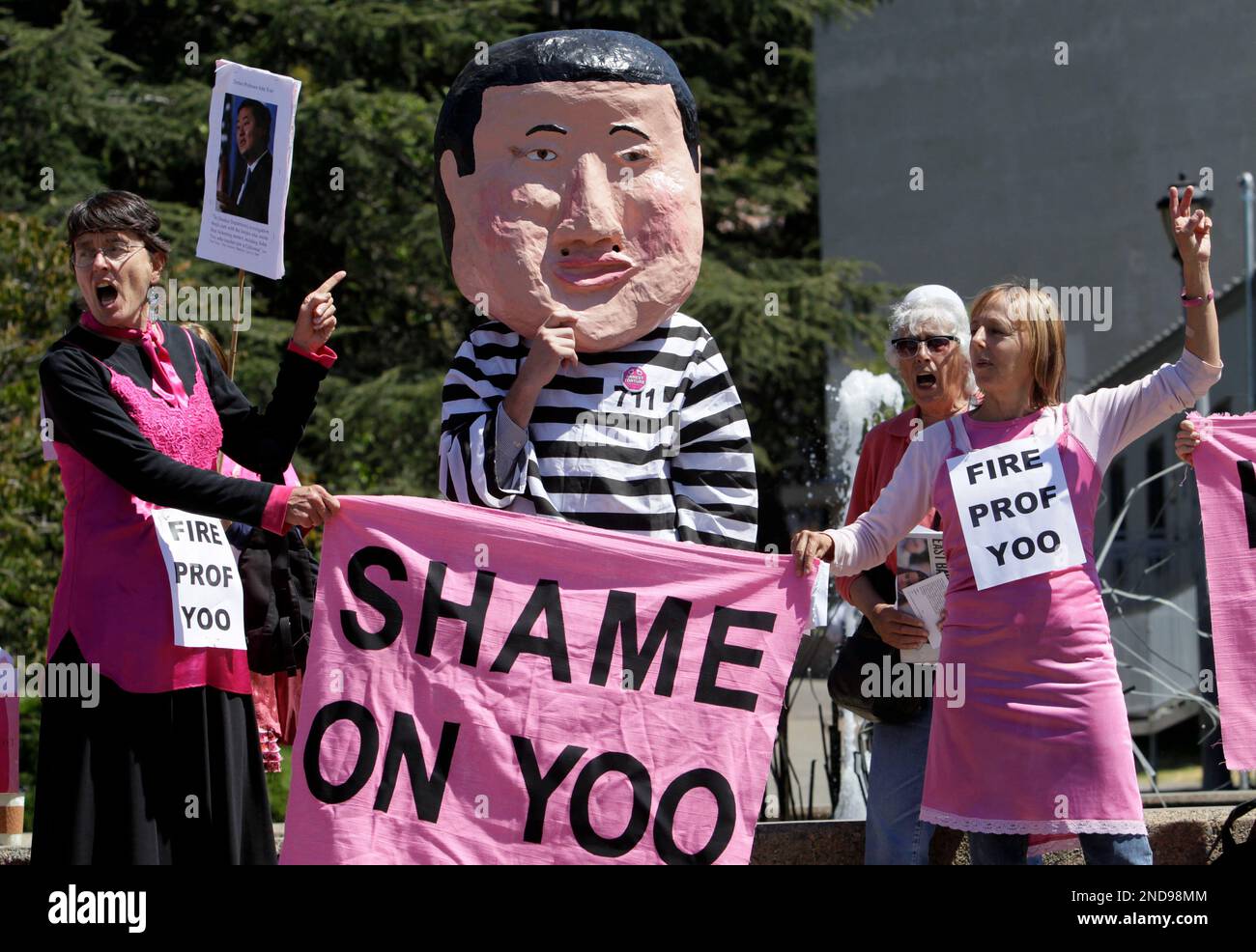 Code Pink member Toby Blome, left, and co-founder Madea Benjamin, right ...