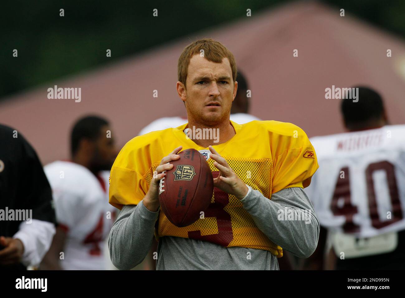 Washington Redskins quarterback John Beck throws the ball at their NFL ...